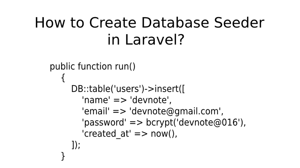 How To Create Database Seeder In Laravel Devnote